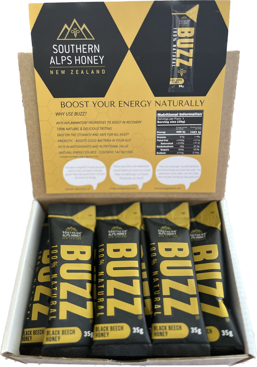Buzz Honey Pouch 20 pack – Southern Alps Honey